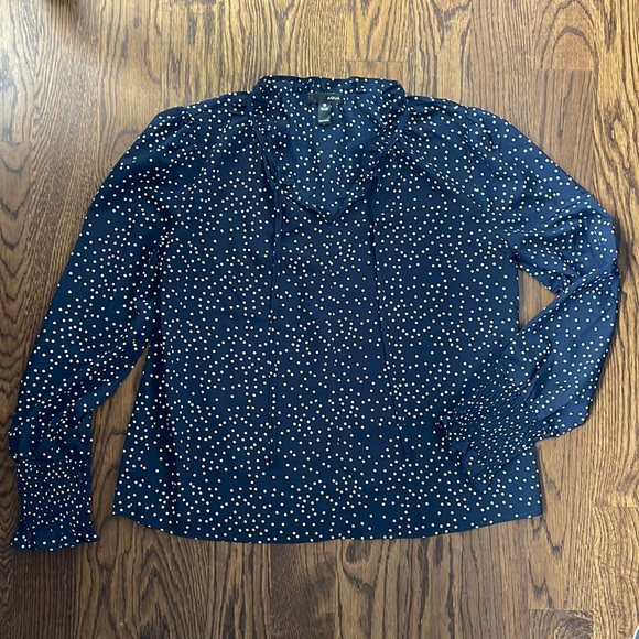 Aqua | Tops | Aqua Navy White Long Sleeve Blouse | Poshmark